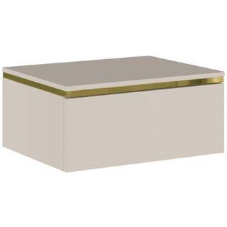 Vente-Unique Pascal Morabito - Table de chevet suspendue 1 tiroir - Beige m&eacute;lamin&eacute; - Tiroir coulissant push to open - &Eacute;co-responsable fabriqu&eacute; en Europe