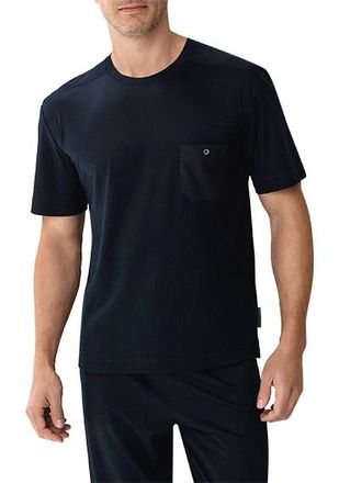 Zimmerli Herren T-Shirt blau Baumwolle & Mix unifarben