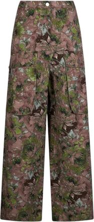 Liu Jo Femme, Pantalons, Multicolore, Taille: W24 Pantalon Cargo Large en Drill de Coton Imprim&eacute;