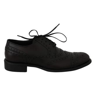 Dolce & Gabbana Elegante Bordeaux Wingtip Derby Schuhe - - Shoes - Herren - Schwarzk - 41 EU