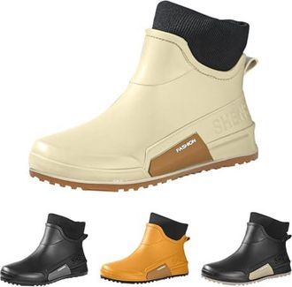 Generic Bottes de pluie courtes pour femme avec doublure en peluche, bottes dhiver chaudes et l&eacute;g&egrave;res imperm&eacute;ables antid&eacute;rapantes pour le travail, la p&ecirc;che, l