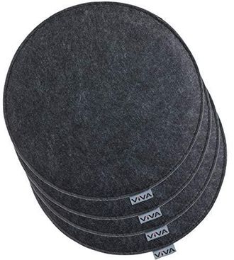 Brandsseller Lot de 4 Coussins dassise en Feutre Ø 35x2 cm - Galettes de Chaise Rondes et Robustes pour lintérieur et lextérieur, Assise rembourrée Confortable - A