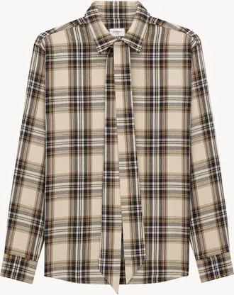 Saint Laurent Tartan Print Shirt - Cream