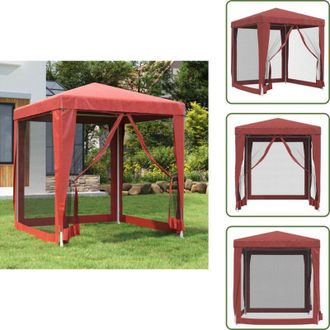 vidaXL Vidaxl - Tente de f&ecirc;te avec 4 parois lat&eacute;rales en maille Rouge 2x2m pehd - Tents De Fete - Abri Solaire - Tonnelles Exterieures - Chapiteau Pliable