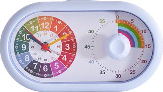 Wall-Art Regenbogen Kinderuhr Blau Wecker Kinderzimmer Tischuhr Lernuhr visueller Timer Kinder Tischwecker