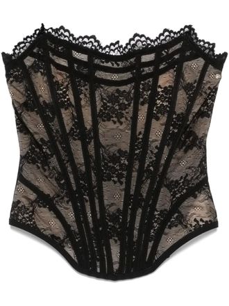 Giuseppe Di Morabito haut-corset &agrave; dentelle appliqu&eacute;e - Noir
