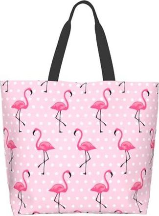 Generic SJOAOAA Grand sac de courses unisexe r&eacute;utilisable, sac de rangement portable, flamant rose, taille unique, sac &agrave; main