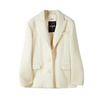 Patrizia Pepe Femme, Vestes, Blanc, Taille: 38 FR Blazer souple en laine m&eacute;lang&eacute;e