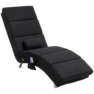 HOMCOM Fauteuil Relax Salon Fauteuil de Massage et Chauffage meridienne Chaise Longue dintérieur, avec télécommande et Oreiller, Chambre à Coucher, Salon, Ti
