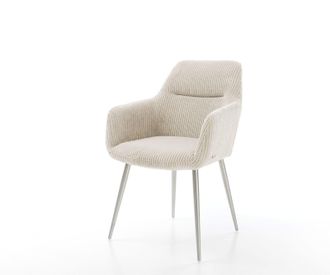 DELIFE Esszimmerstuhl Pejo-Flex Cord Beige 4-Fu&szlig; konisch Edelstahl Taschenfederkern, Esszimmerst&uuml;hle