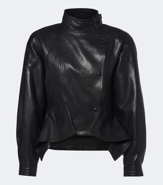 Balmain Veste asym&eacute;trique en cuir