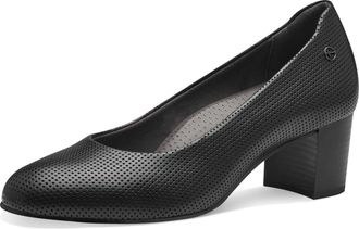 Tamaris Comfort Damen Pumps aus Leder mit Blockabsatz, Schwarz (Black), 40 EU