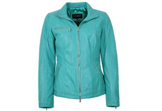 Jilani Lederjacke Maura Jilani - Damen Lederjacke Lammnappa mermaid t&uuml;rkisblau