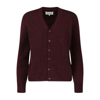 Maison Margiela V-Ausschnitt Strickjacke mit Kn&ouml;pfen - - Knitwear - Damen - Rot - XL