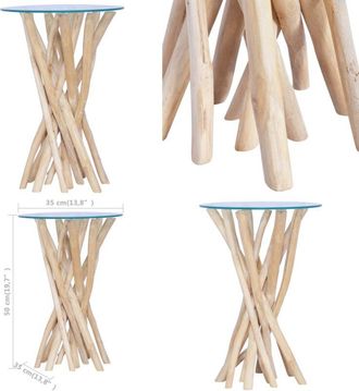 vidaXL Table basse avec dessus en verre 35x35x50cm Bois de teck massif - Table basse verre - Meuble de salon