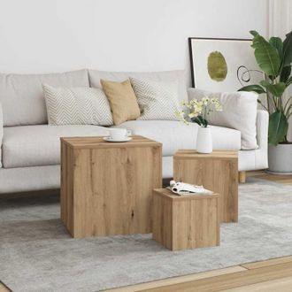 vidaXL Vidaxl - Tables dappoint 3 pcs vieux bois bois ding&eacute;nierie