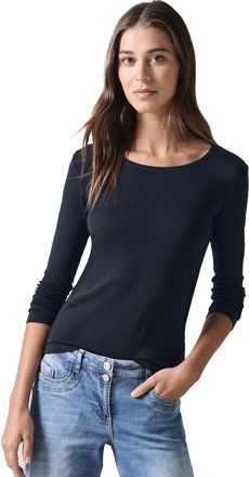 Cecil Damen B322077 Shirt Mit Rundhals, Universal Blue, XXL EU