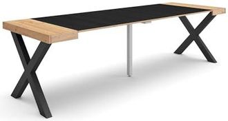 Skraut Home | Ausziehbarertisch | Multifunktionaler ausziehbarer | 260 | F&uuml;r 12 G&auml;ste | Massivholz Beine | Moderner Stil | Eiche Schwarz