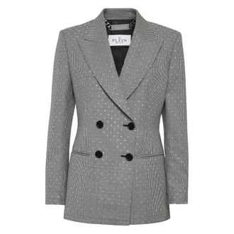 Philipp Plein Blazer Regular Gold Fit Pied de Poule - - Jackets - Damen - Schwarzk - S