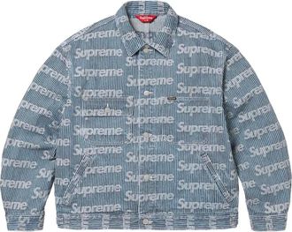 SUPREME logo-print denim jacket - Blau
