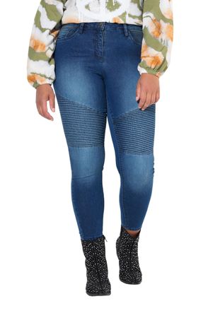 Angel Of Style Damen große Größen Übergrößen Plus Size Jeans, Slim Fit, Patch-Look, 5-Pocket Blue Stone 48 834076902-48