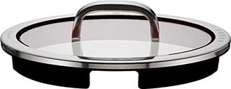 WMF Function 4 Topfdeckel 16 cm, Glasdeckel mit 4 Abgießfunktionen, Glas, Silikon, Cromargan Edelstahl poliert, schwarz
