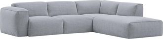 Studio Copenhagen home24 Ecksofa 3-Sitzer mit Recamiere Grau Webstoff Saia 295 x 71 x 231cm Ottomane davorstehend rechts Modern