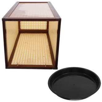 Supvox Schirmst&auml;nder und Organizer aus Rattanimitat Quadratischer Freistehender Gehstockhalter mit Abnehmbarer Abtropfschale Vielseitiger Aufbewahrungskorb f