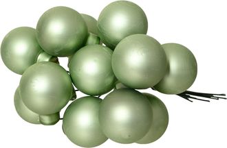 Kaemingk Weihnachtskugeln am Draht Glas 2cm x 12 Stück Spiegelbeeren Matt - kleine Dekokugeln - Christbaumschmuck & Weihnachtsdeko - Matchagrün