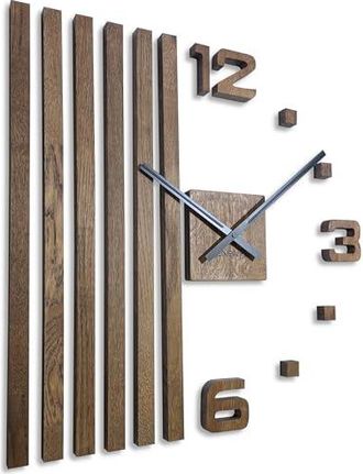 FlexiStyle 3D Wanduhren DIY Holz Eiche Lamellen große Wanduhr 60 cm 3D Wanduhr Modern Design EKO Wanduhren Wandtattoo Dekoration Uhren für Büro Wohnzimmer Schlaf