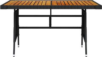 Les Tendances Les Tendances - inlife Table de jardin Noir 130x70x72 cm R&eacute;sine tress&eacute;e et acacia