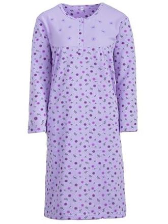 Lucky Brand Chemise de nuit thermique &agrave; manches longues pour femme Design Gerbera Boutonni&egrave;re M-2XL M&eacute;lange de coton, lilas, XL