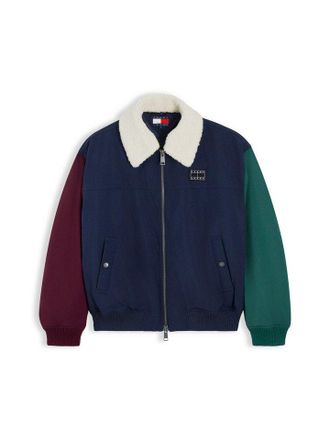 Tommy Jeans Pilotenjacke TJM FLAG AVIATOR im Colorblock-Design, Teddyfleecekragen