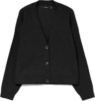 Vero Moda Vmaries Ls V-Neck Cardigan BF, Noir, L Femme