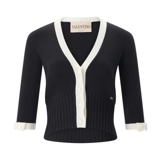 Valentino Rippstrick-Cardigan aus Baumwolle - - Knitwear - Damen - Schwarzk - S
