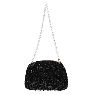Frcolor ifundom Pochette de Soir&eacute;e &agrave; Paillettes pour Femme 244 X 17 X 48 CM Paquet Bandouli&egrave;re Cha&icirc;ne Argent&eacute;e Paquet &agrave; Main Noir Scintillant &Eacute;l&eacute;gant pour Bal