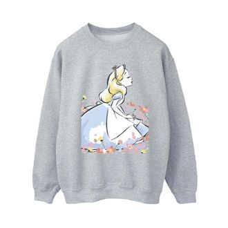 Disney Alice In Wonderland Sketch Flowers Sweatshirt f&uuml;r Damen (Grau)