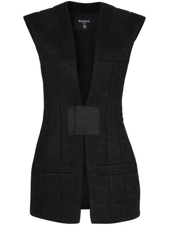 Balmain veste sans manches &agrave; col v profond - Noir