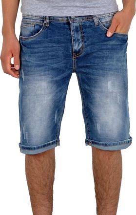 ESRA Herren Jeans Shorts Basic Jeans-Shorts Kurze Hose Bermuda A415
