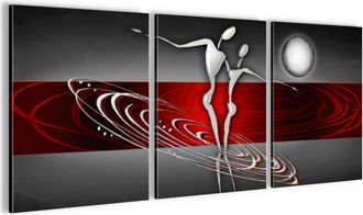 Runa Art Bilder Abstrakt Figuren 3 Teilig Wandbild auf Vlies Leinwand Rot Grau Mehrteilig Modern 301235a