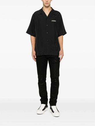 Amiri Logo-Embroidered Camp Collar Shirt - Black