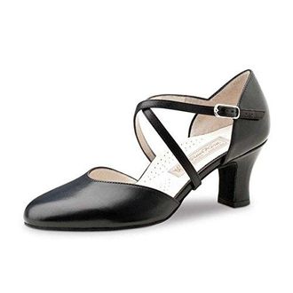 Werner Kern Chaussures de danse Layla pour femme - En cuir noir - Normal - 6 cm - Talon cubain - Fabriqu&eacute;es en Italie, Noir, 36 EU