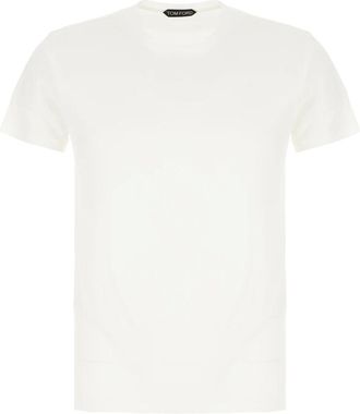 Tom Ford Homme, Tops, Blanc, Taille: XL T-Shirt &agrave; Manches Courtes et Col Rond