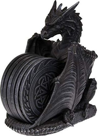 Nemesis Now Dragons Lair Untersetzer-Set, 16.5 cm, Schwarz