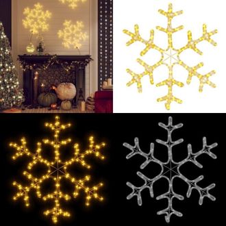 vidaXL LED-Silhouette Schneeflocke 144 LEDs Warmwei&szlig; 59x59 cm - led Schneeflocke - Weihnachtsdeko - Winterdeko - Au&szlig;enbeleuchtung - Lichterkette - Home &