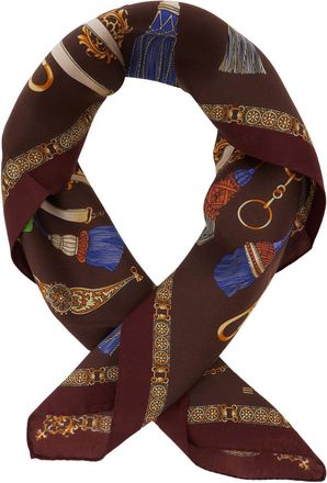 Etro Silk Equestrian-Print Scarf - Brown