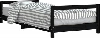 vidaXL Cadre de lit pour enfants noir 90x190 cm bois de pin massif Vidaxl