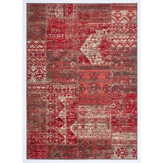 Dezenco Tapis salon et chambre 235x320 rouge rectangle tissé motif ethnique WORKYPATCH