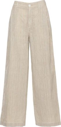 120% Lino Femme, Pantalons, Beige, Taille: 38 FR Wide Pantalons