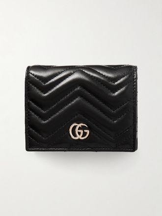 Gucci Gg Marmont Kleines Portemonnaie Aus Gestepptem Leder - Schwarz